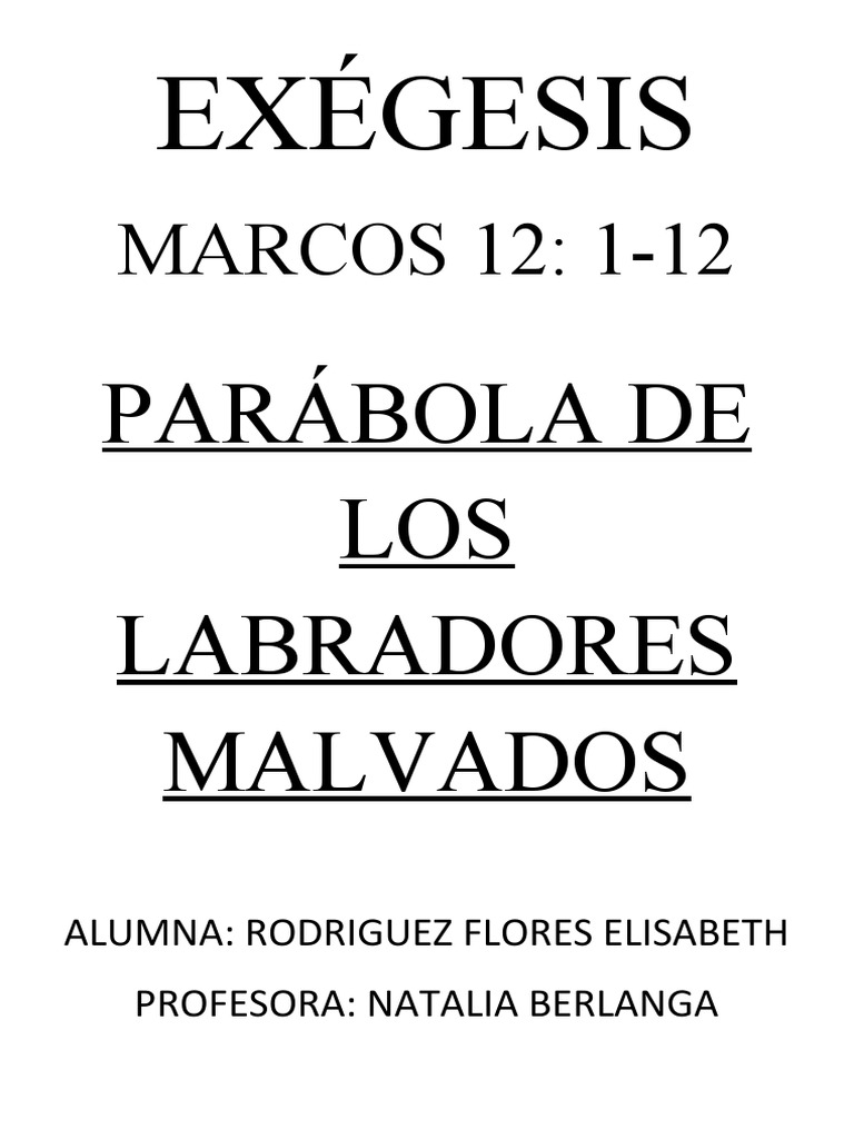 EXÉGESIS Marcos 12 | PDF | Jesús | Parábolas de Jesús