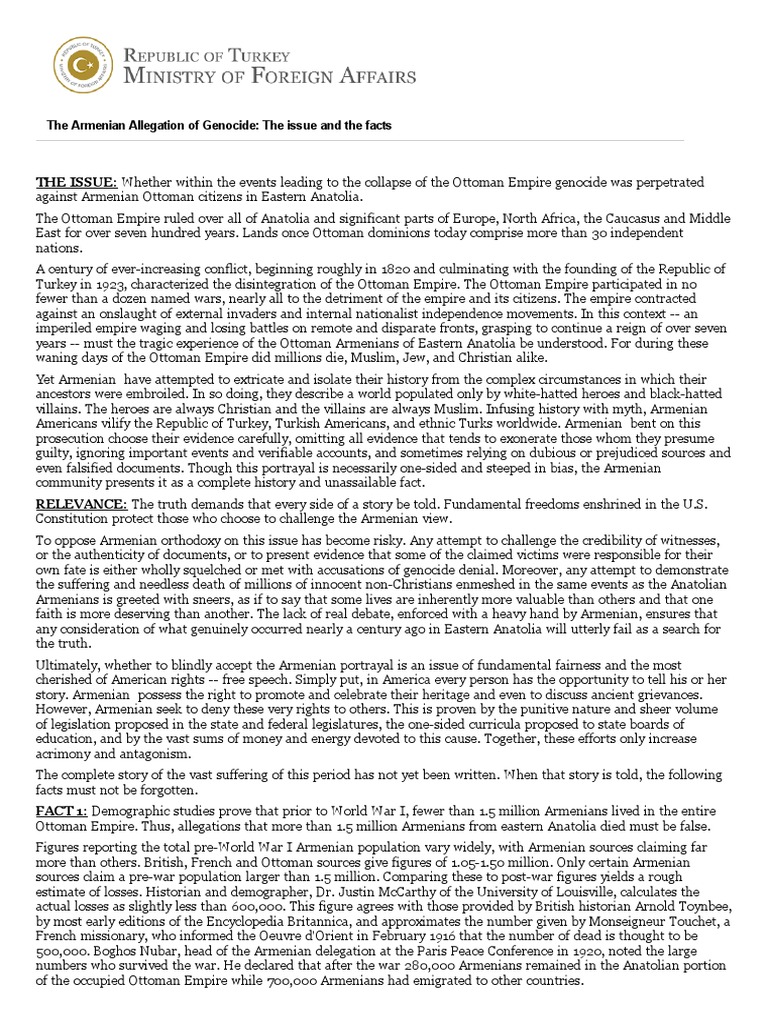The Armenian Allegation of Genocide - The Issue and The Facts - Rep. of ...