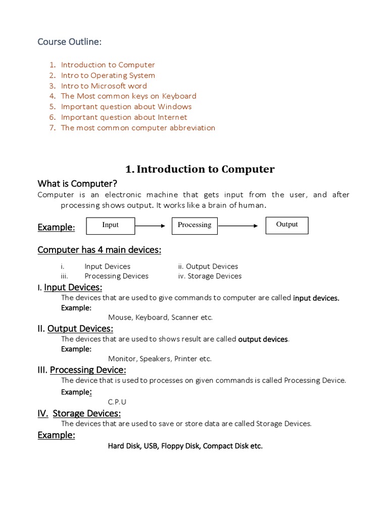 Introduction To Computer | PDF | Input/Output | Central Processing Unit