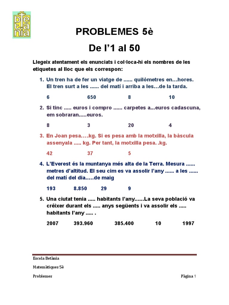 Més Problemes de 5è | PDF