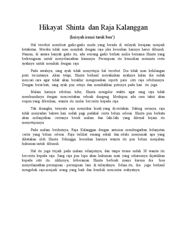 Keisyah (Hikayat Shinta Dan Raja Kalangan) | PDF