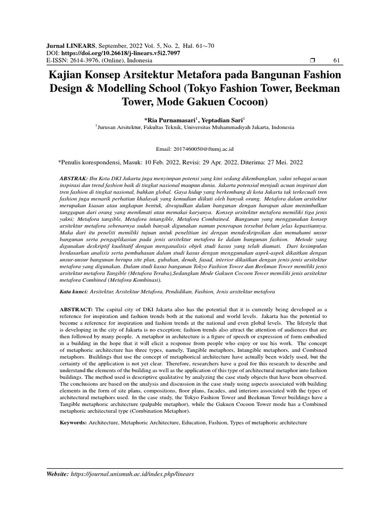 Kajian Konsep Arsitektur Metafora Pada Bangunan Fashion Design ...