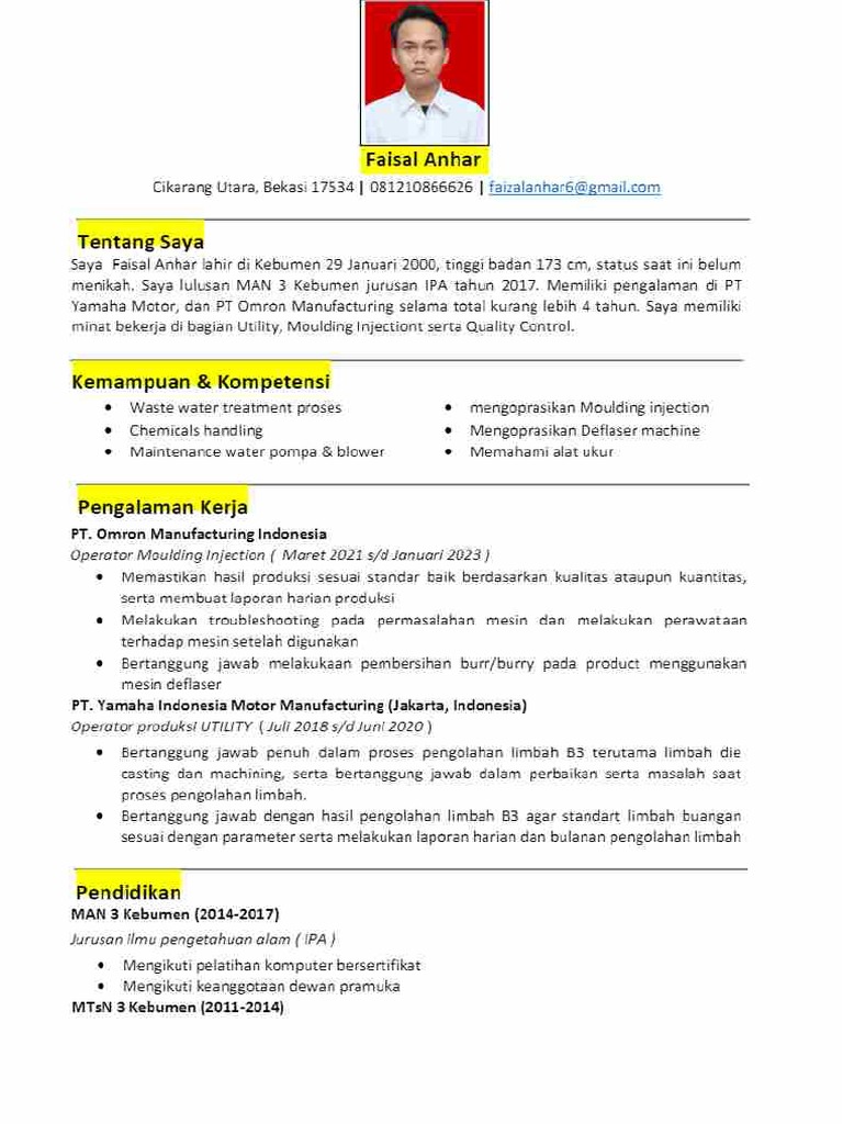CV Faisal 2023 Belom Compres - 11zon | PDF