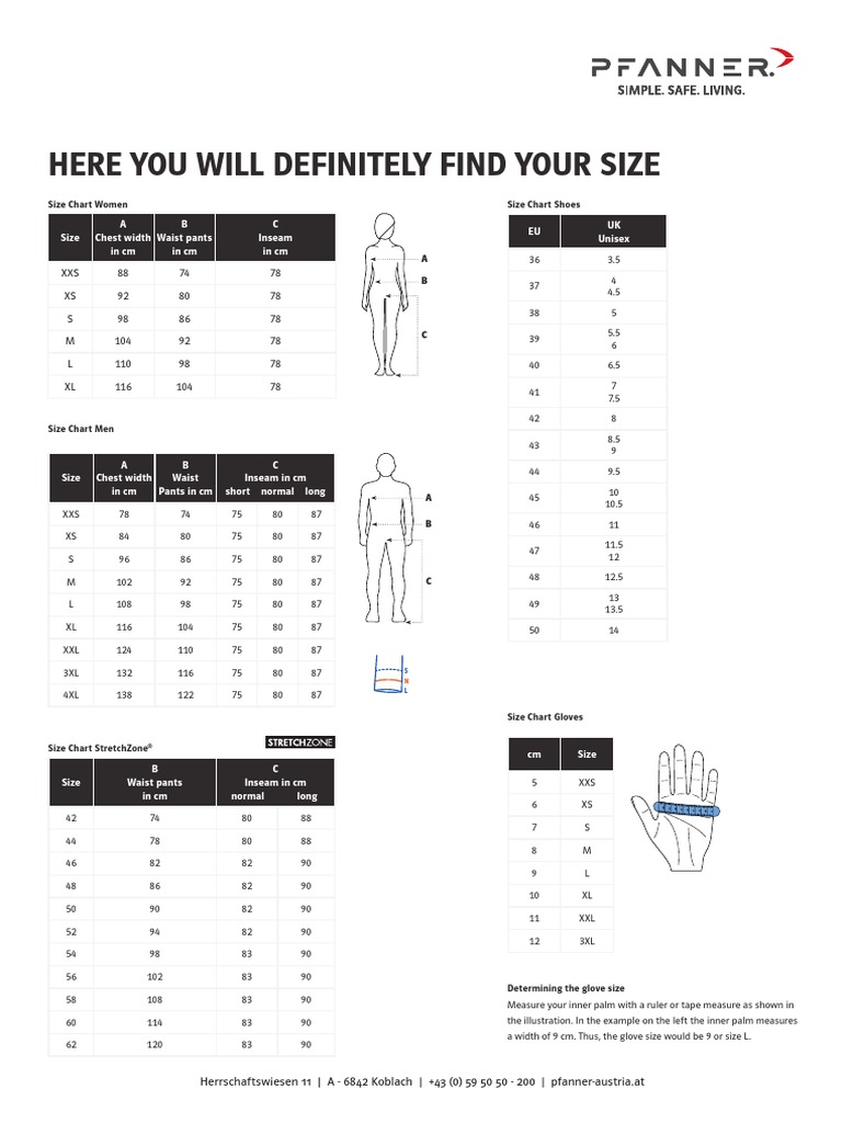 Pfanner Rozmiary Size-Chart EN | PDF | Tools