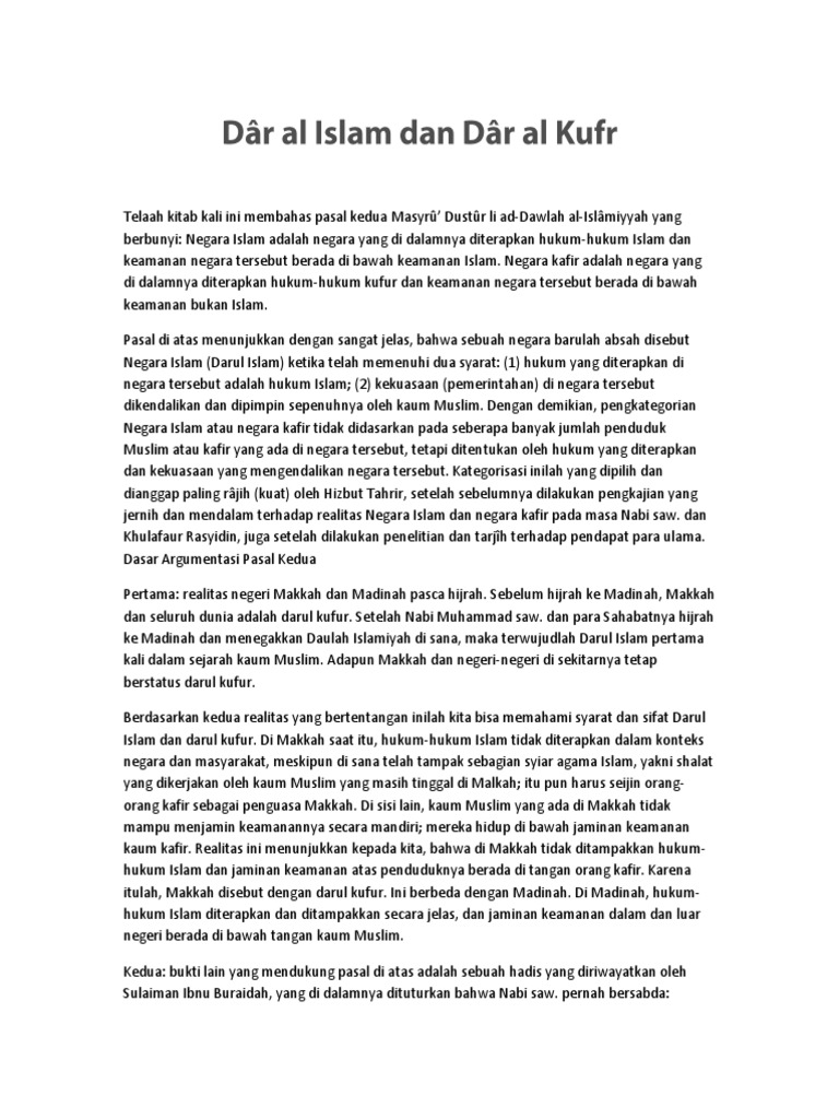 Dâr Al Islam Dan Dâr Al Kufr | PDF