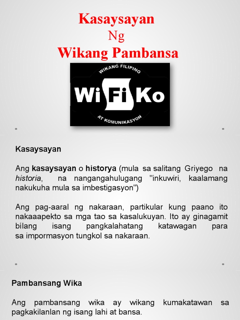Lesson 4 Kasaysayan NG Wikang Pambansa | PDF