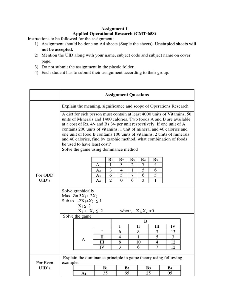 Assignment 1 Applied Operational Research (21CMT-702) | PDF