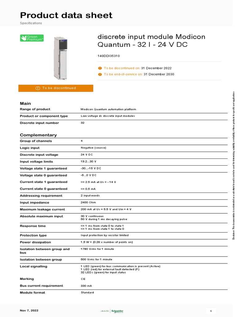Modicon 32-Input DC Module Data Sheet | PDF | Voltage | Resistor
