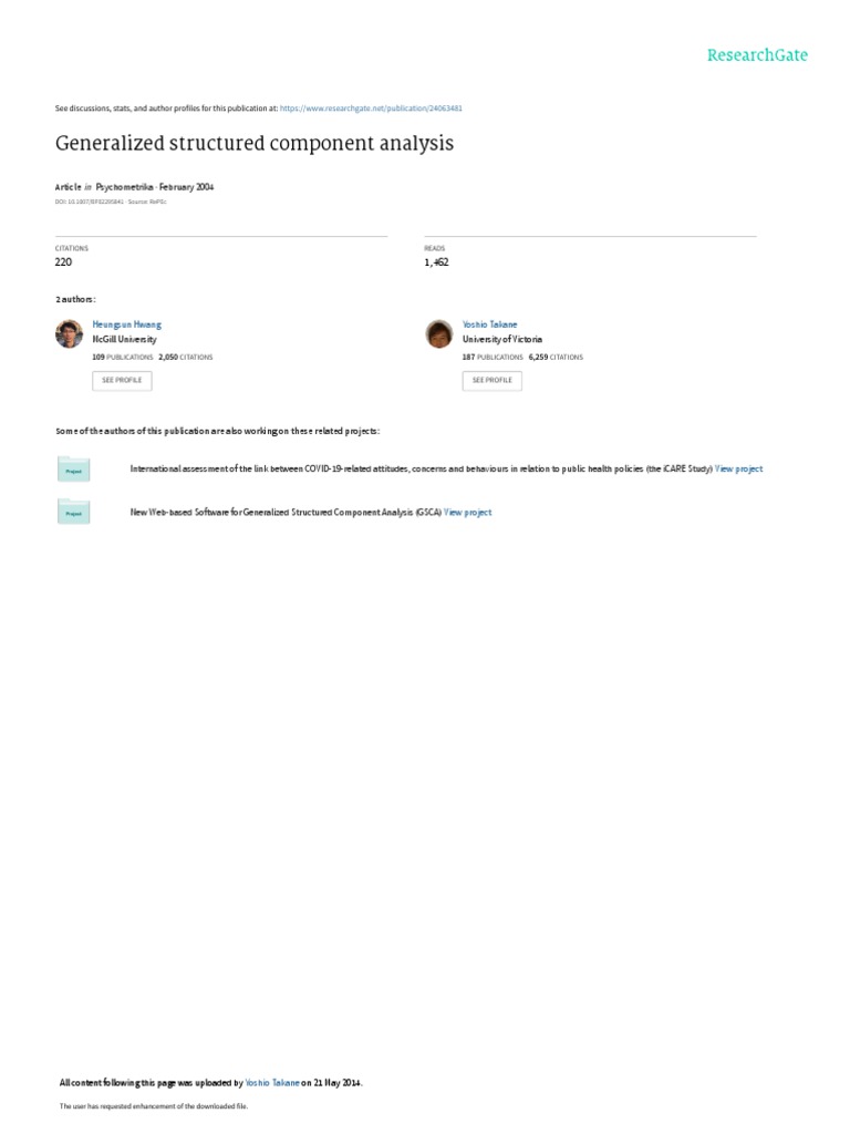 Generalized Structured Component Analysis | PDF | Multilevel Model | Bootstrapping (Statistics)