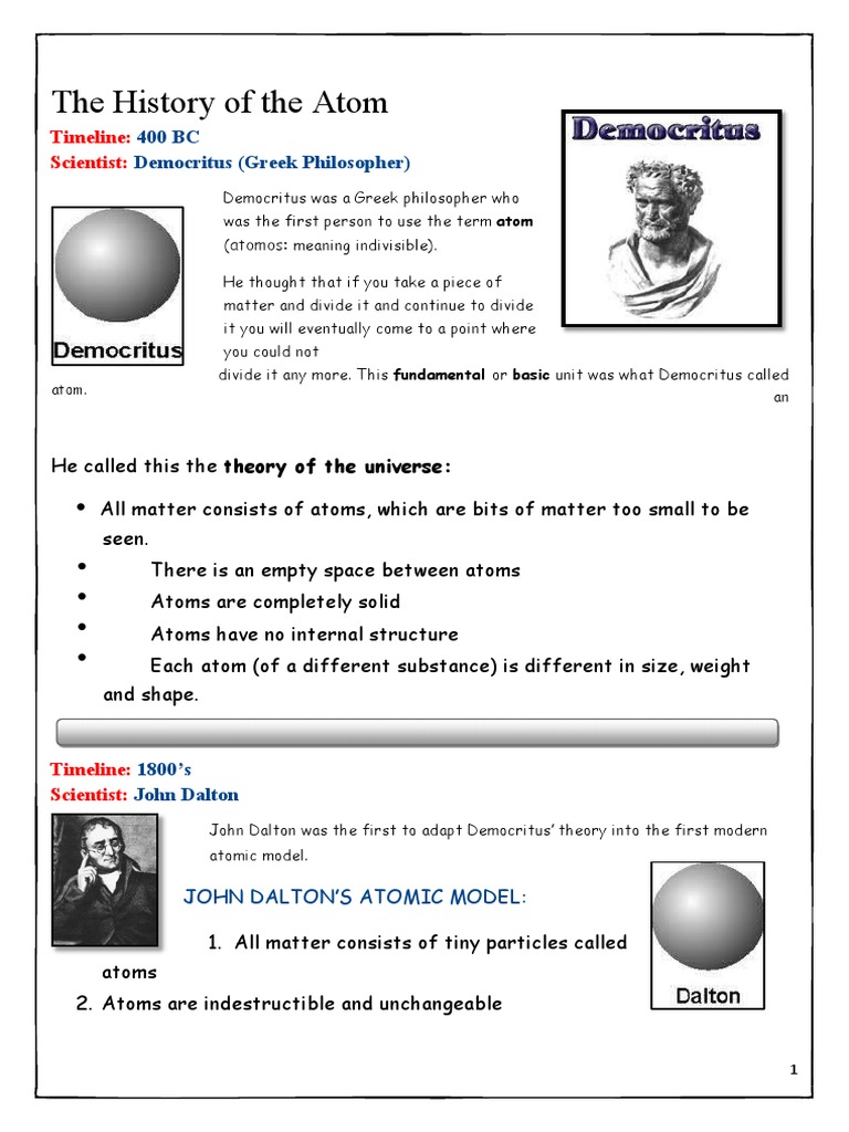 The History of The Atom Notes - Condensed | PDF | Atoms | Electron