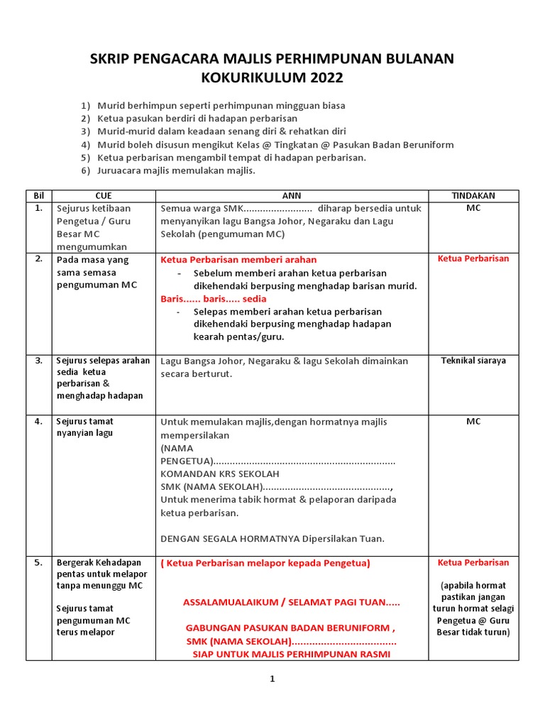 Skrip Perhimpunan Koko | PDF