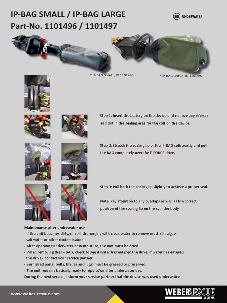 PR IP-BAG Operating-Manual-Sizechart | PDF | Manufactured Goods