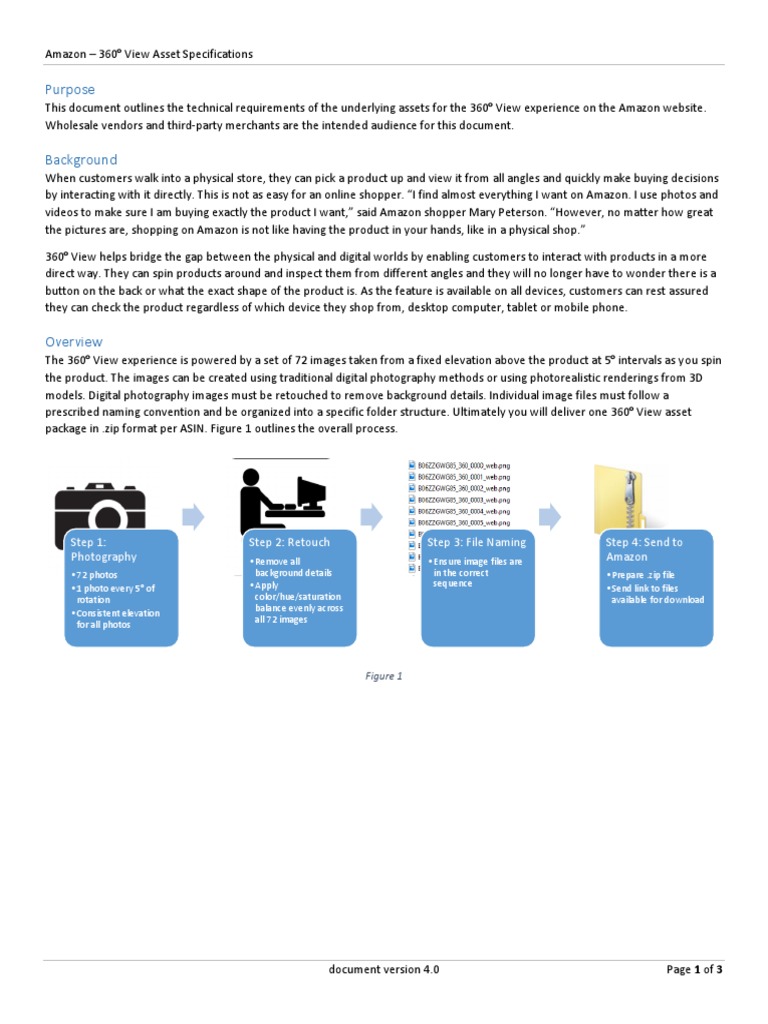 Amazon 360° View Asset Guidelines | PDF | Camera | Zip (File Format)