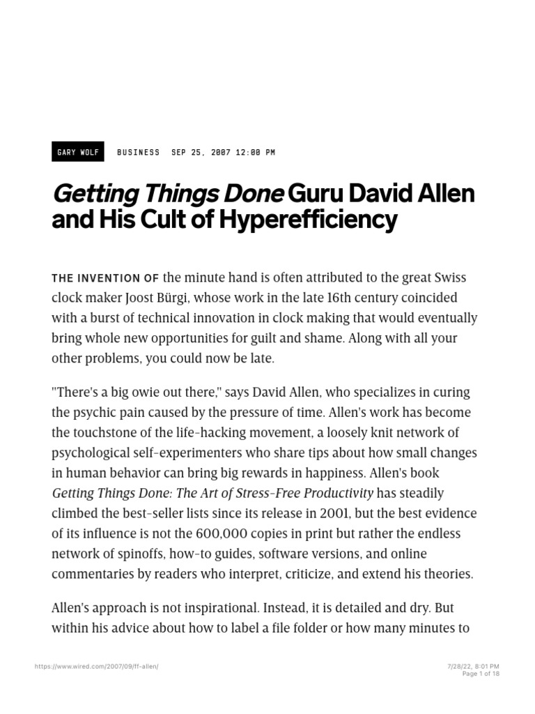 David Allen's GTD Method Explained | PDF