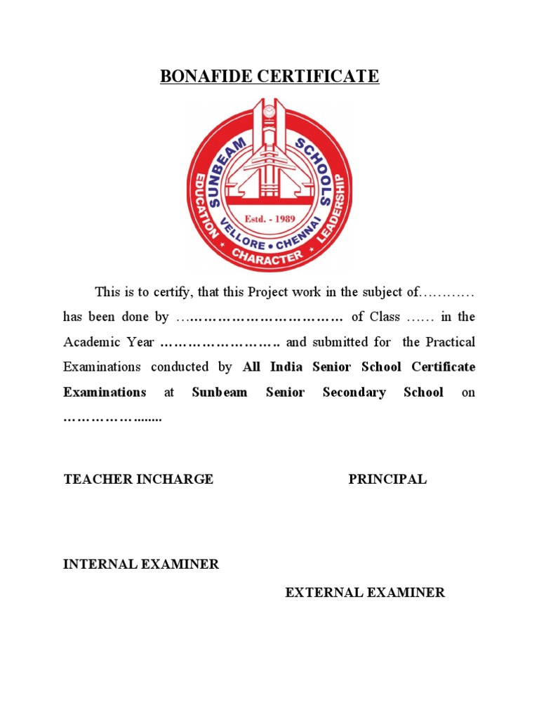 Bonafide Certificate | PDF