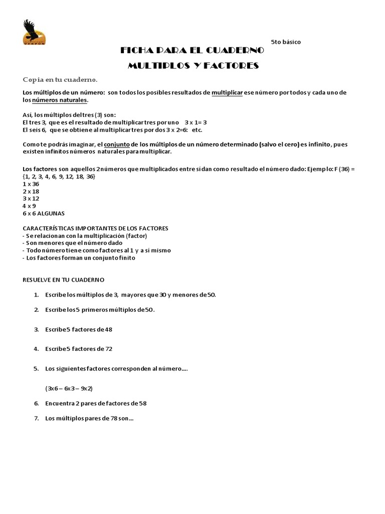 GUIA Multiplos y Factores | PDF