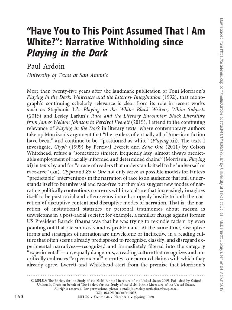 Ardoin - Have You To This Point Assumed That I Am White Narrative ...