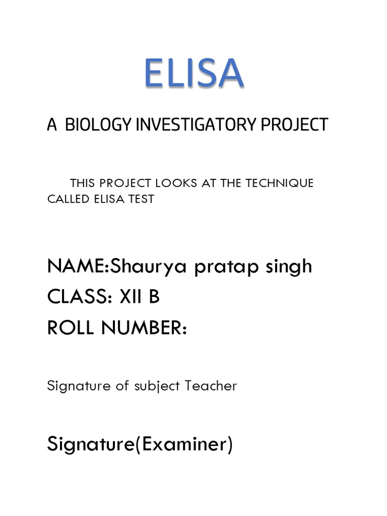 ELISA (A Investogry Project) | PDF | Elisa | Medical Specialties