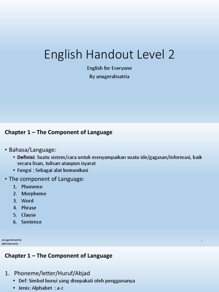 English Handout Level 2 | PDF