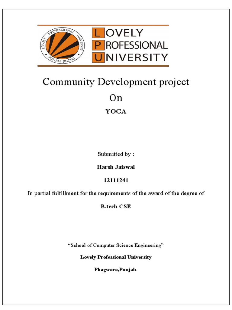 Community Development Project - Harsh Jaiswal - 12111241 | PDF | Hatha ... Community Development Project - Harsh Jaiswal - 12111241 | PDF | Hatha ...
