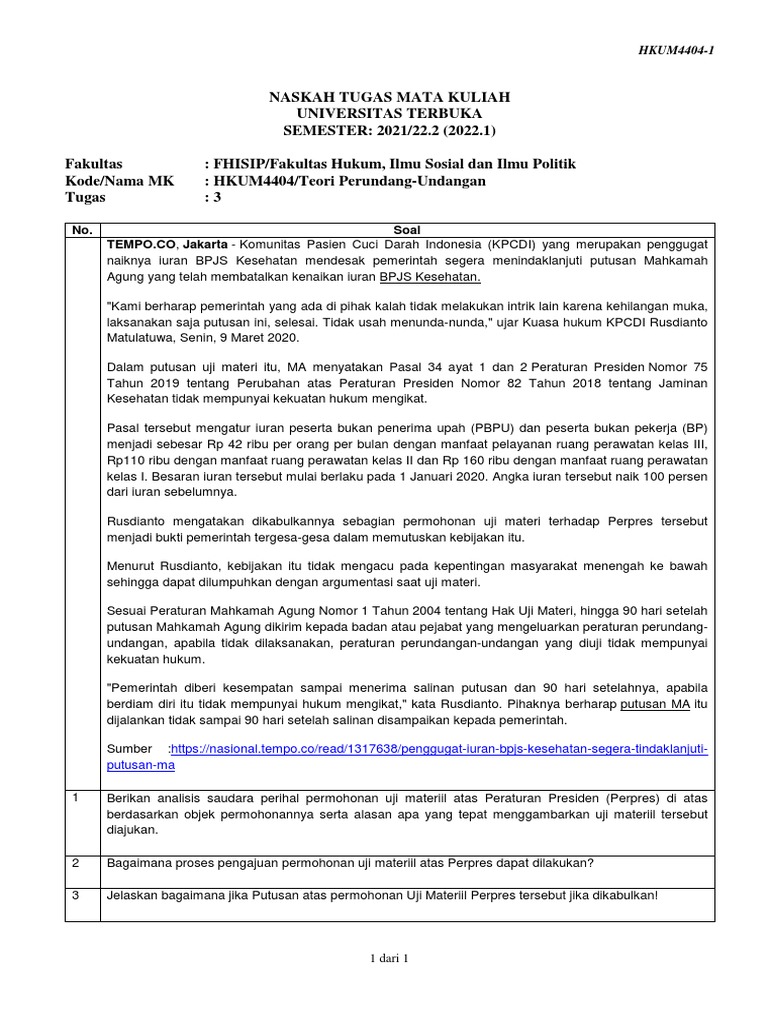 Soal Hkum4404 tmk3 1 | PDF