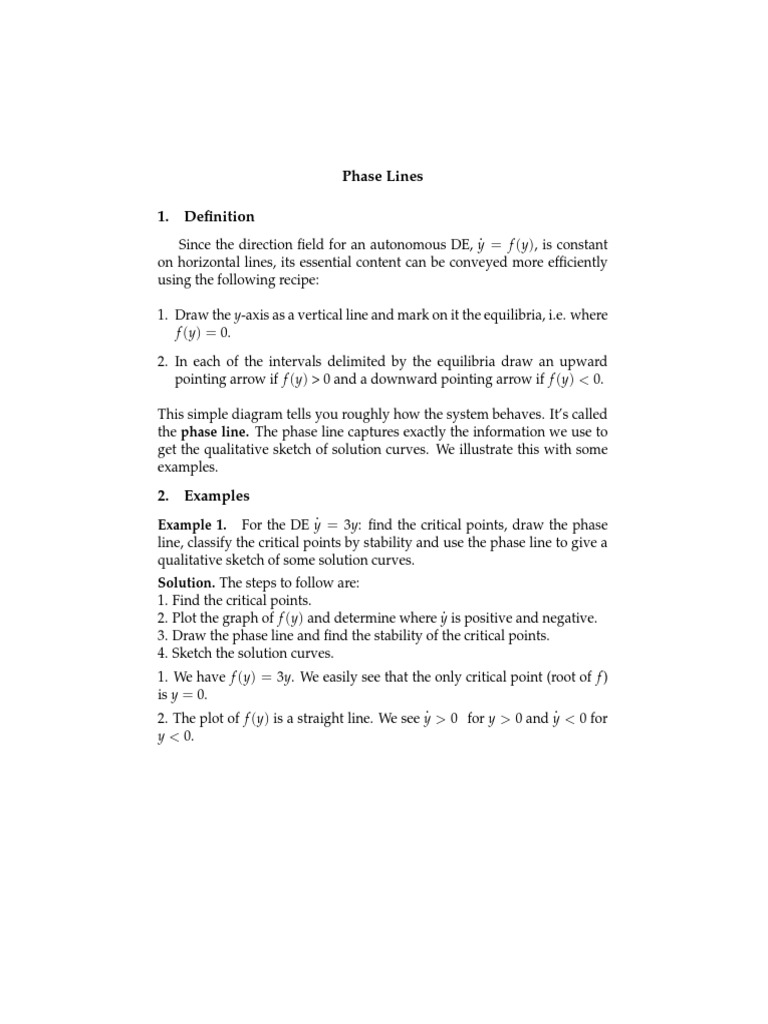 Understanding Phase Lines in DEs | PDF | Mathematical Concepts ...