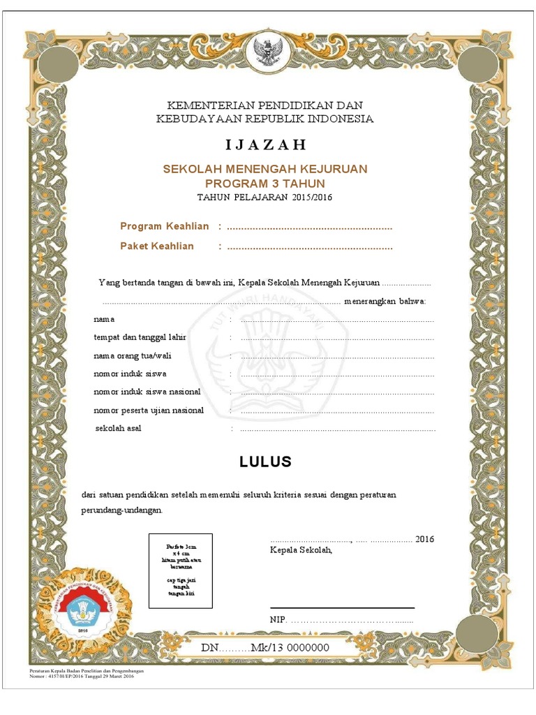 Ijazah SMK | PDF