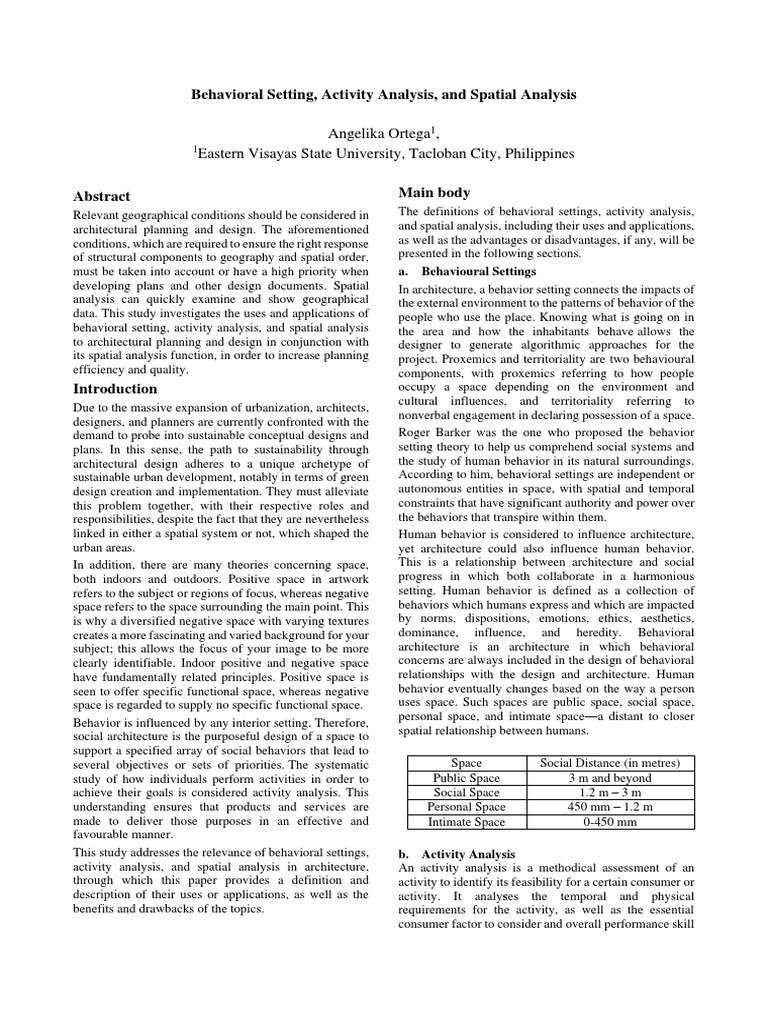 Spatial Analysis in Architectural Planning | PDF | Space | Spatial Analysis