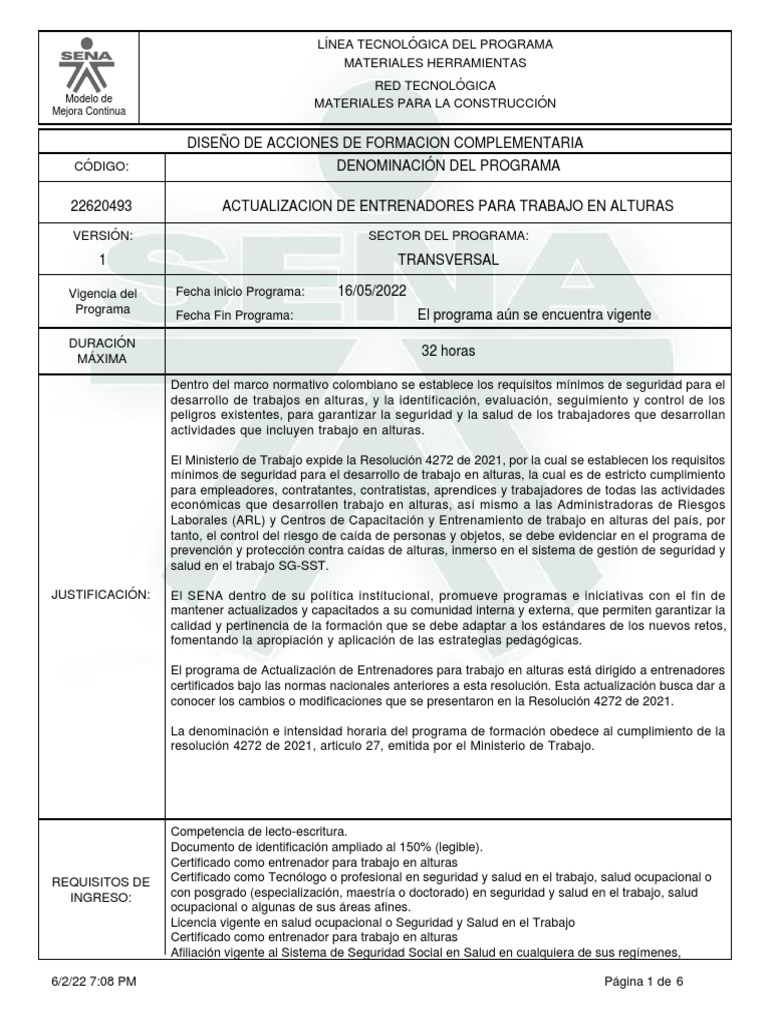Informe Programa de Formación Complementaria-3 | PDF | Seguridad y salud ocupacional | Valores