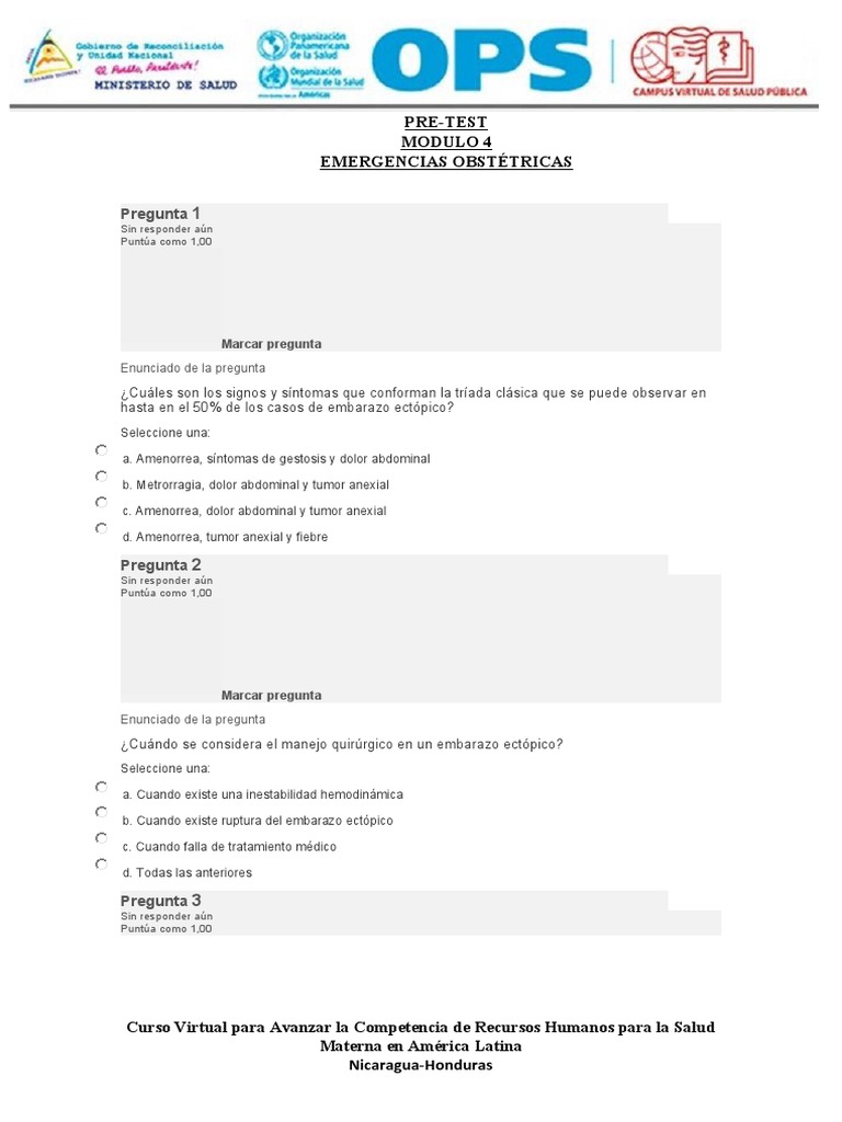 Pre-Test Ops Modulo 4 | PDF | El embarazo | Parto