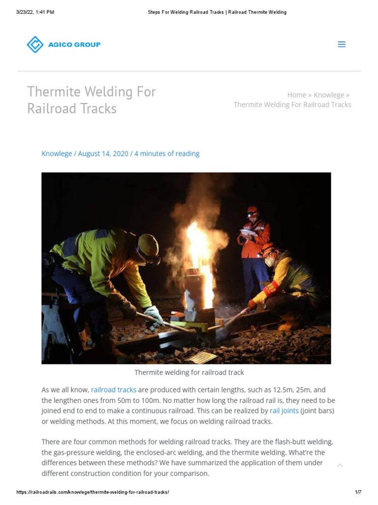 Steps For Welding Railroad Tracks - Railroad Thermite Welding | PDF ...