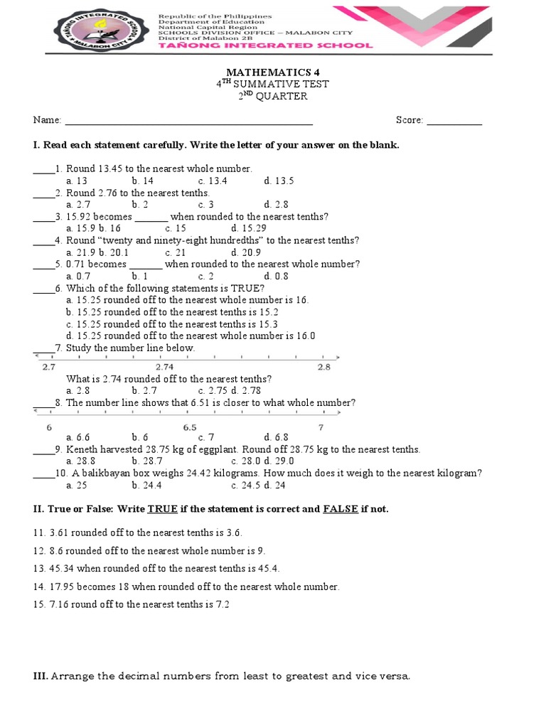 Math 4 - Q2 - ST4 | PDF | Mathematics