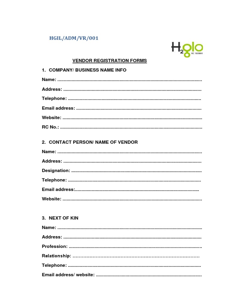 Vendor Registration Forms | PDF | Law | Finance & Money Management