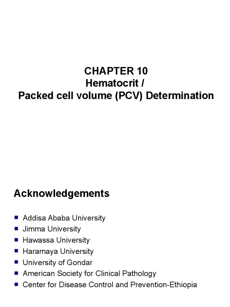 Hema I Chapter 10 - PCV | PDF | Hematology | Body Fluids