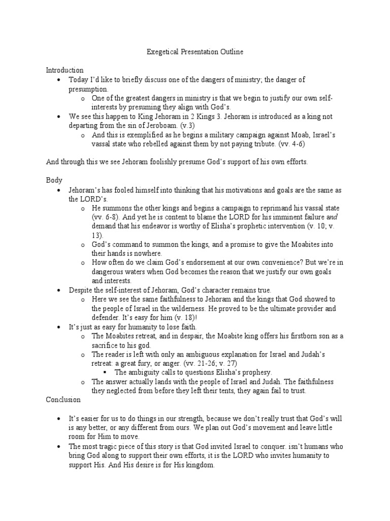 Exegetical Presentation Outline | PDF | Religious Belief And Doctrine