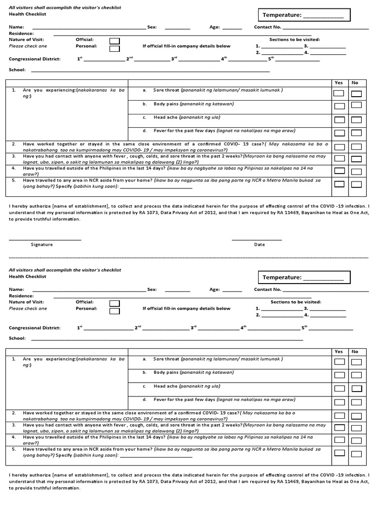 Health Checklist | PDF | Common Cold | Clinical Medicine