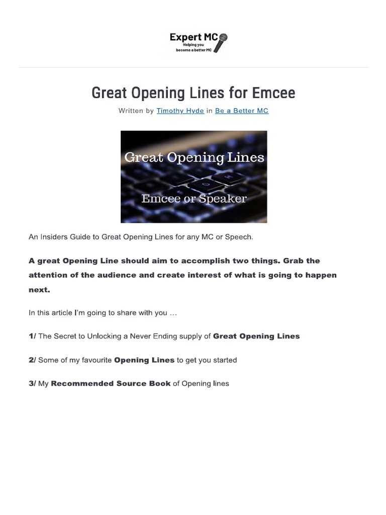 TIMOTHY-great Opening Line SMC | PDF