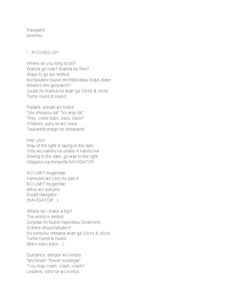 Sixtones - Navigator (Lirik) | PDF