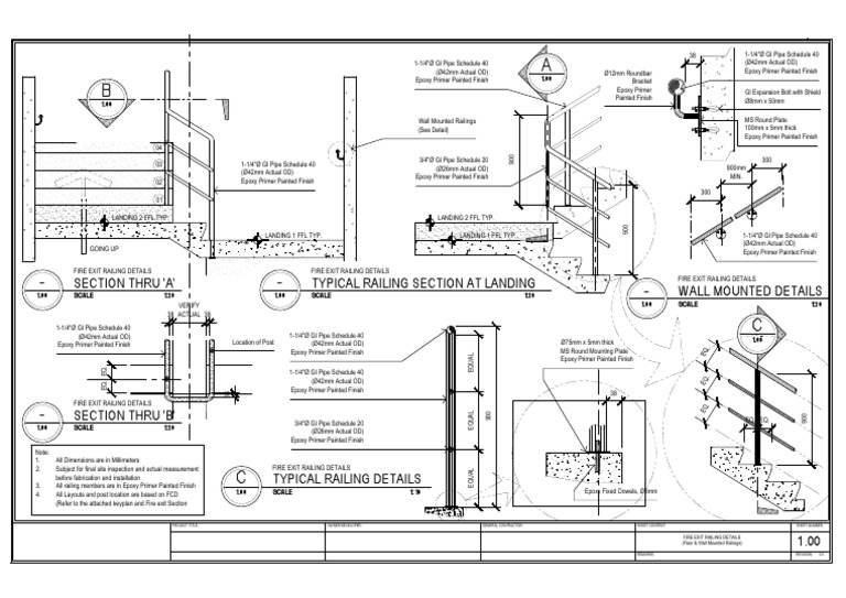 Fire Exit Railing Details | PDF | Building Engineering | Building Materials