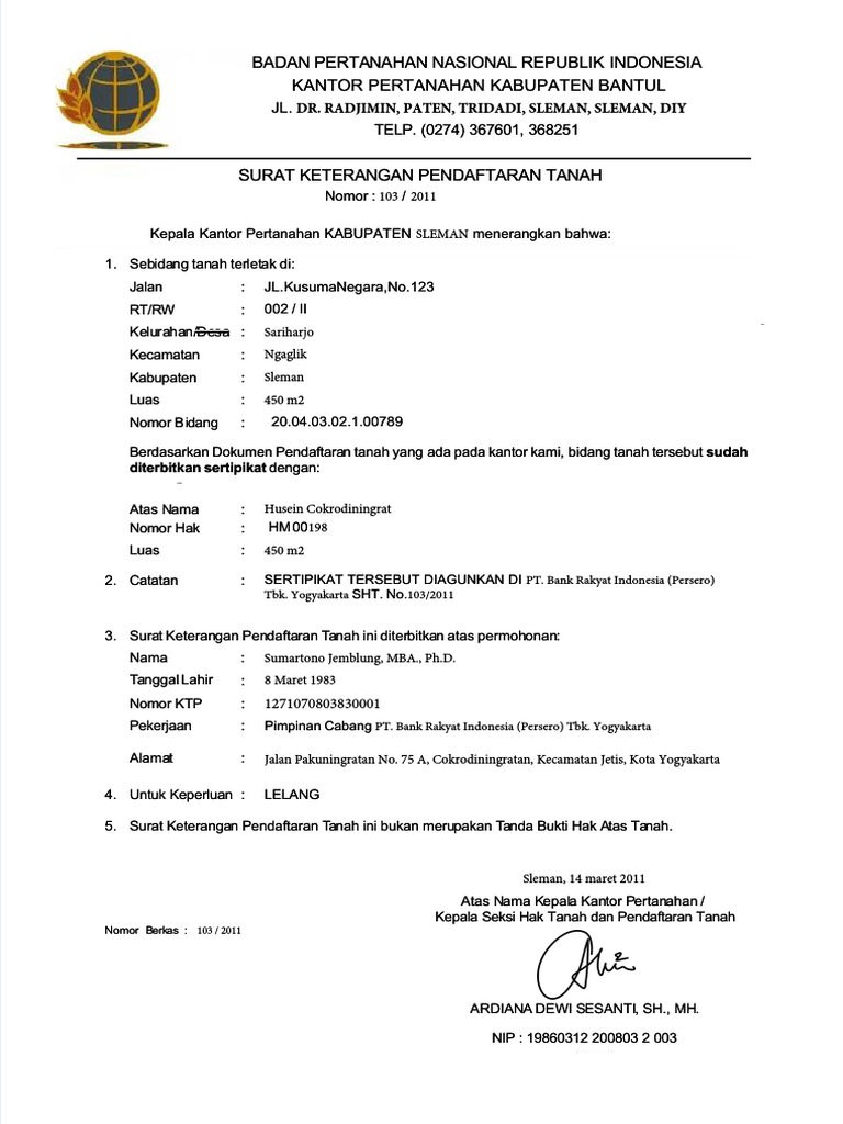 PDF SKPT Tanah Terdaftar Lelang - Compress | PDF