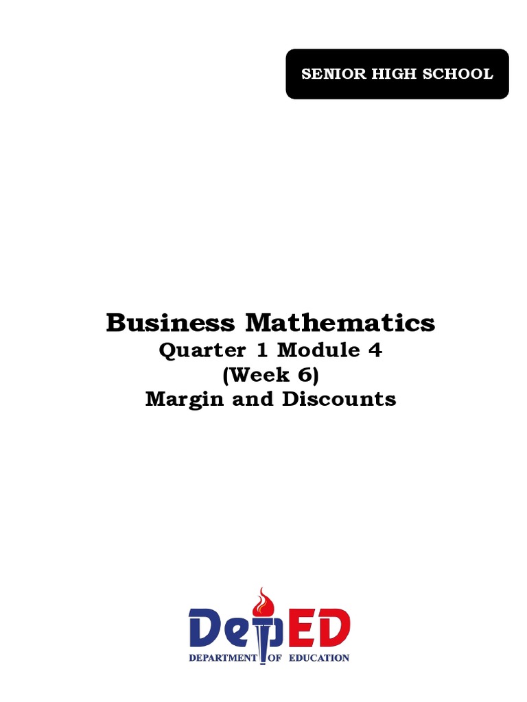 Business Math - Q1 - Week 6 - Module 4 - MARGINS AND DISCOUNTS ...