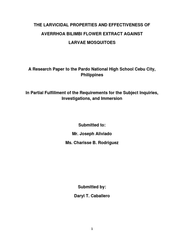 The Larvicidal Properties and Effectiveness of | PDF | Malaria | Mosquito