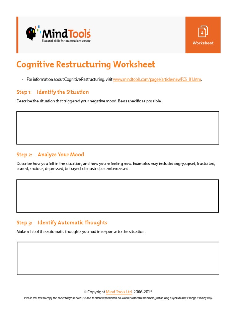 Cognitive Restructuring Worksheet | PDF