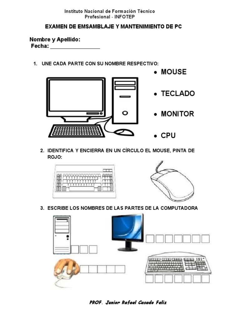 Examen Mensual de Computacion Marzo | PDF | Periférico | Hardware de la computadora