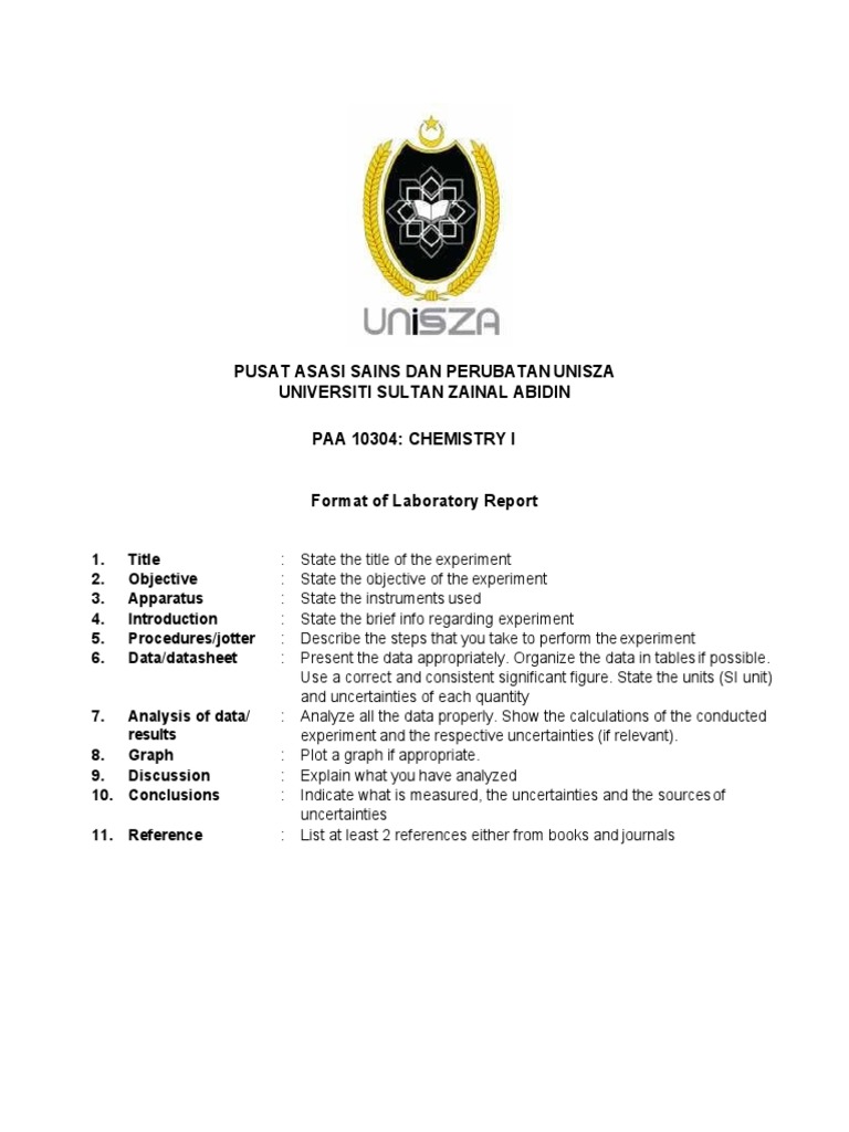 Format & Cover Page Lab Report | PDF | Science & Mathematics