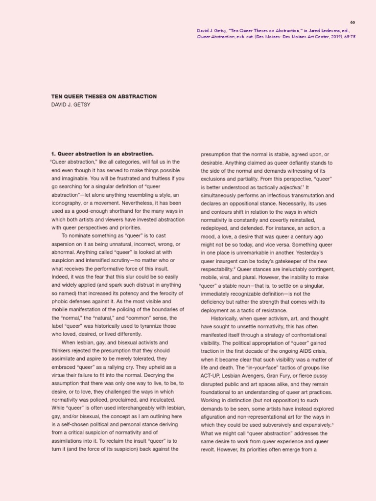 Getsy QueerThesesOnAbstraction 2019 | Download Free PDF | Queer ... Getsy QueerThesesOnAbstraction 2019 | Download Free PDF | Queer ...