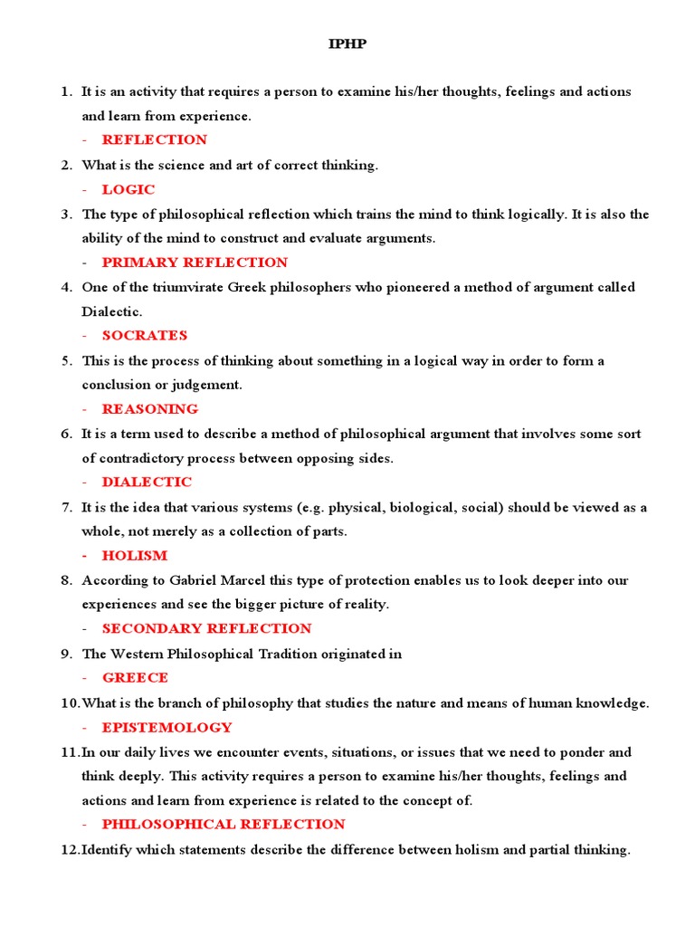 Iphp Reviewer | PDF | Truth | Soul