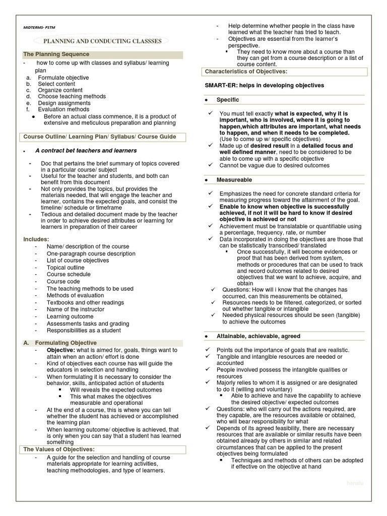 Planning and Conducting Classses | PDF | Teaching Method | Learning