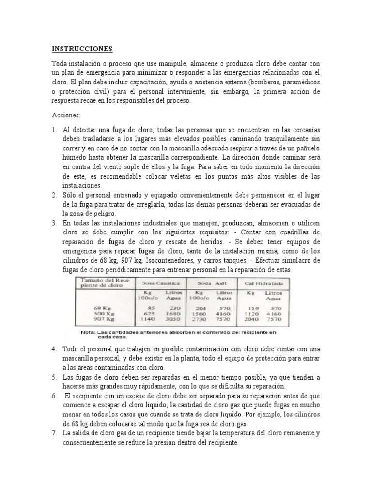 Trabajo Final Manual Sobre El Cloro Pdf Elementos Químicos Cloro