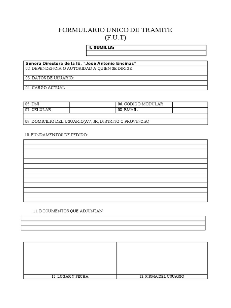 Formulario Unico de Tramite | PDF